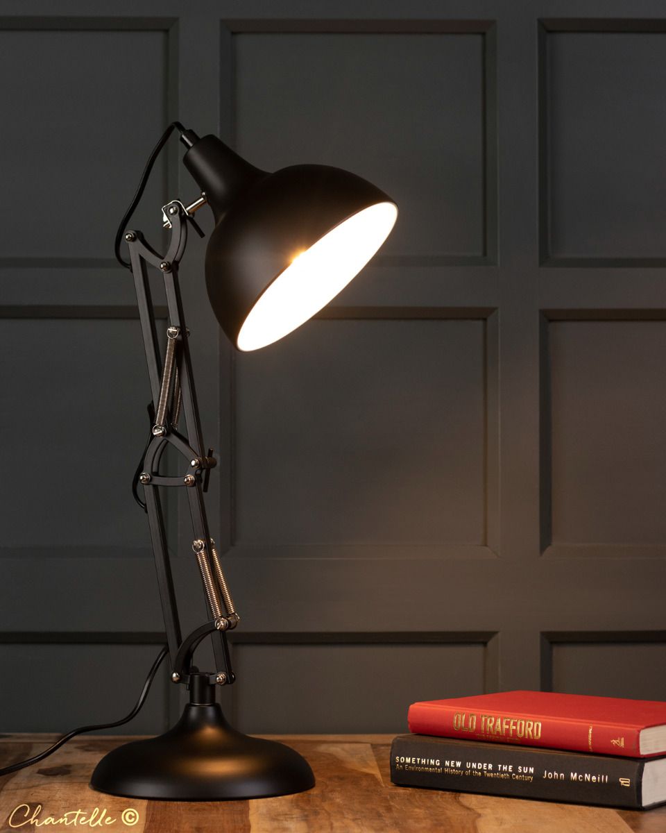 Matt Black Metal Angled Task Table Lamp - 075534 - Chantelle Lighting