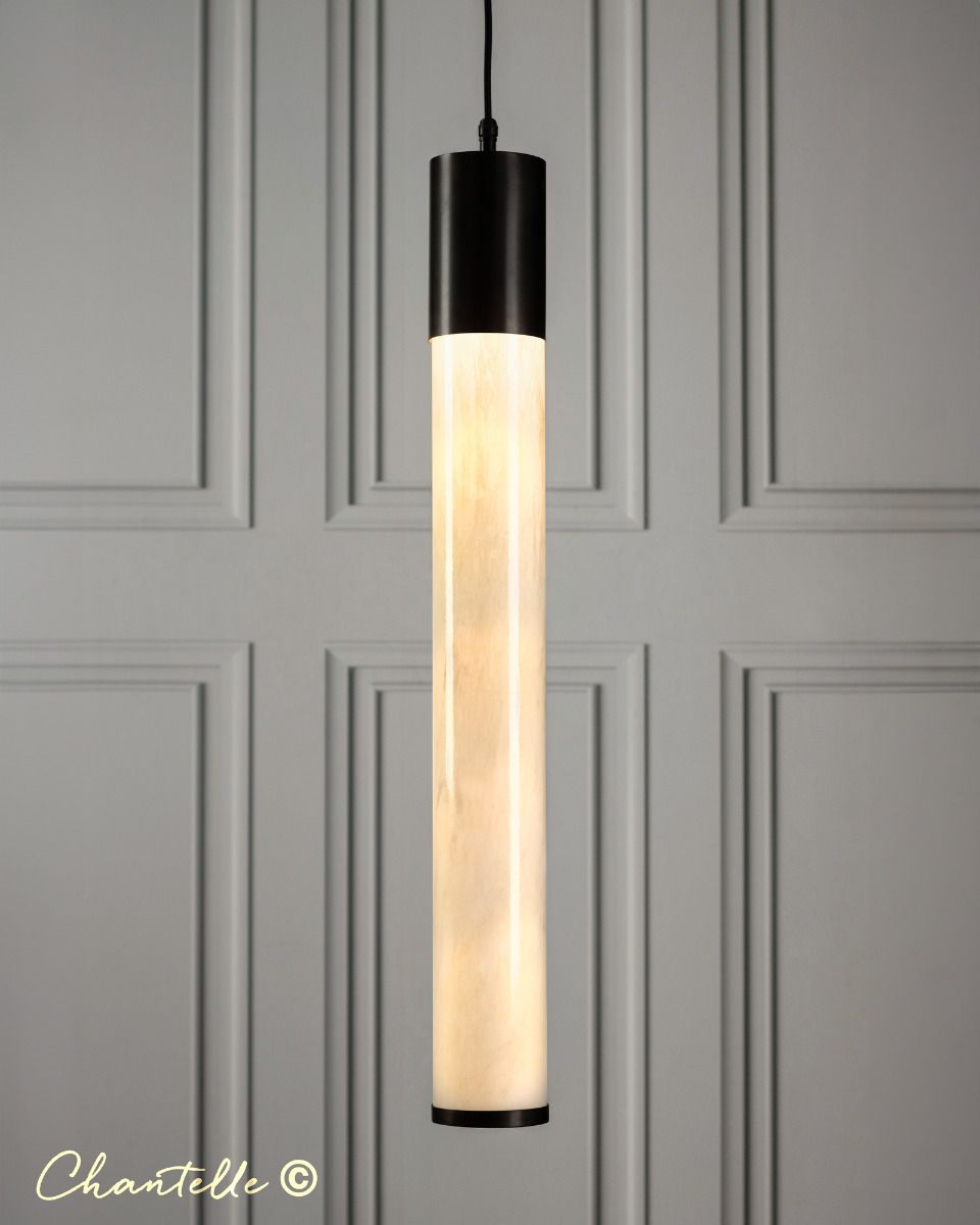 Aster-Alabaster Effect Opal Tube Pendant - 075655 - Chantelle Lighting