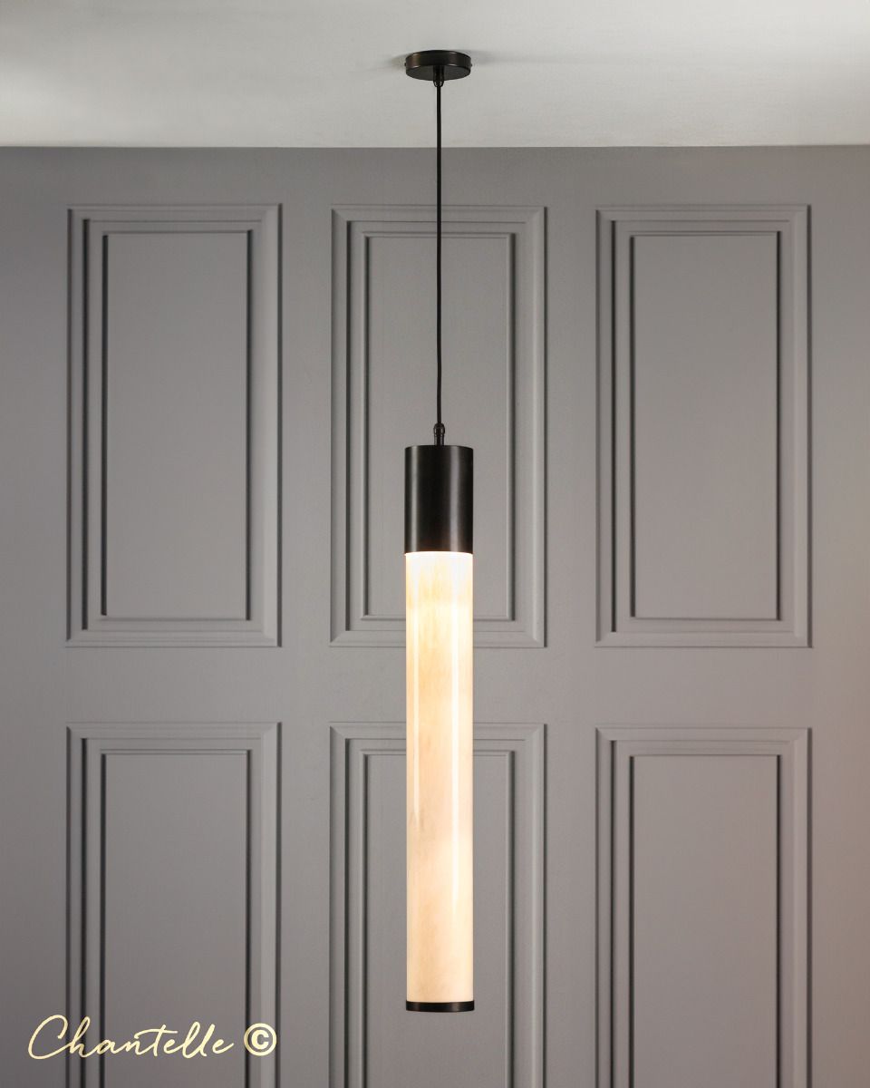 Aster-Alabaster Effect Opal Tube Pendant - 075655 - Chantelle Lighting
