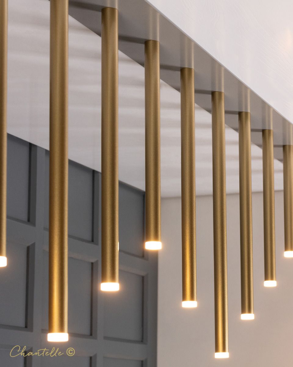 Grey Flush Light with LED Brass Rods - 075870 - Chantelle Lighting