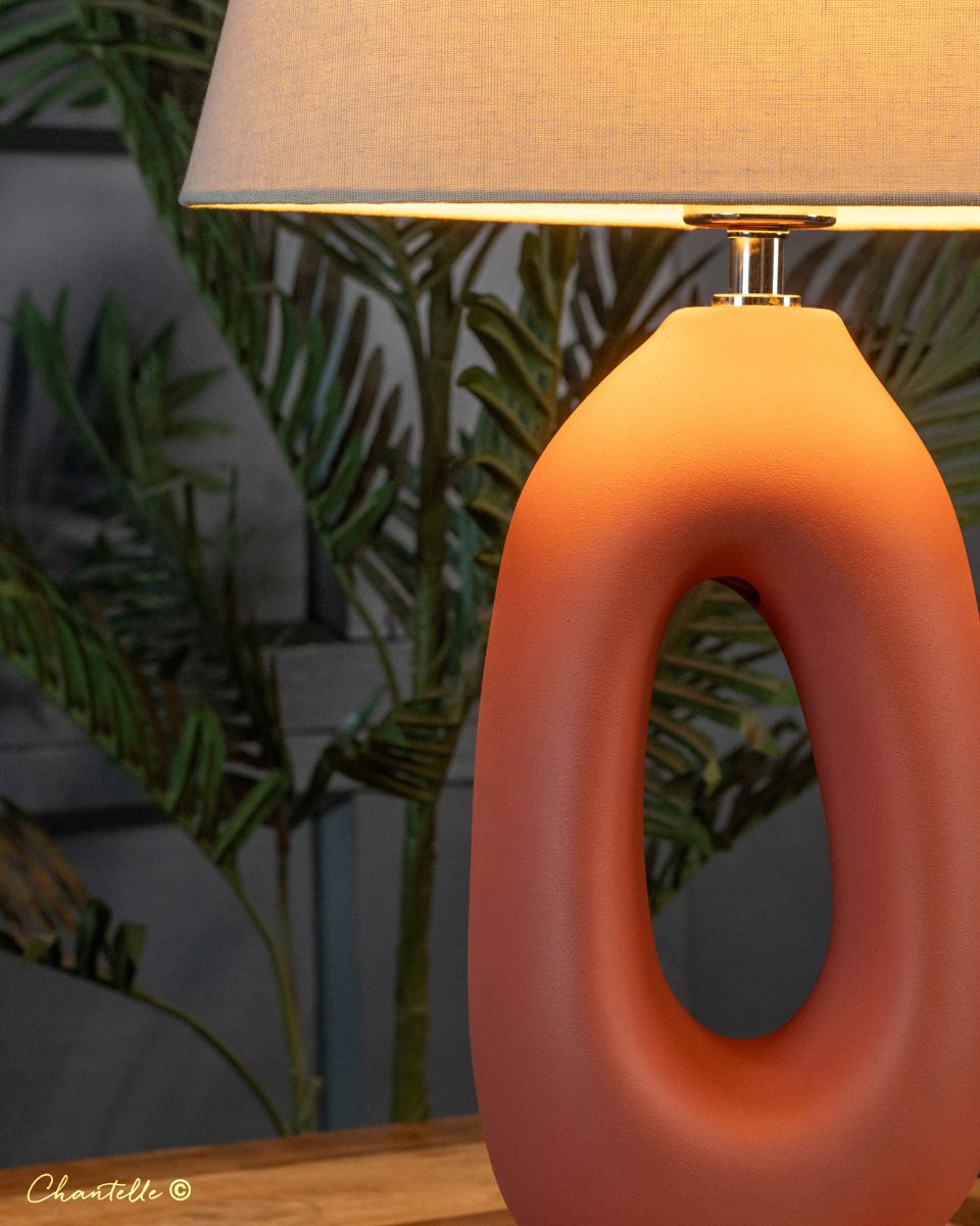Terracotta Table Lamp with Fabric Shade - 076660 - Chantelle Lighting