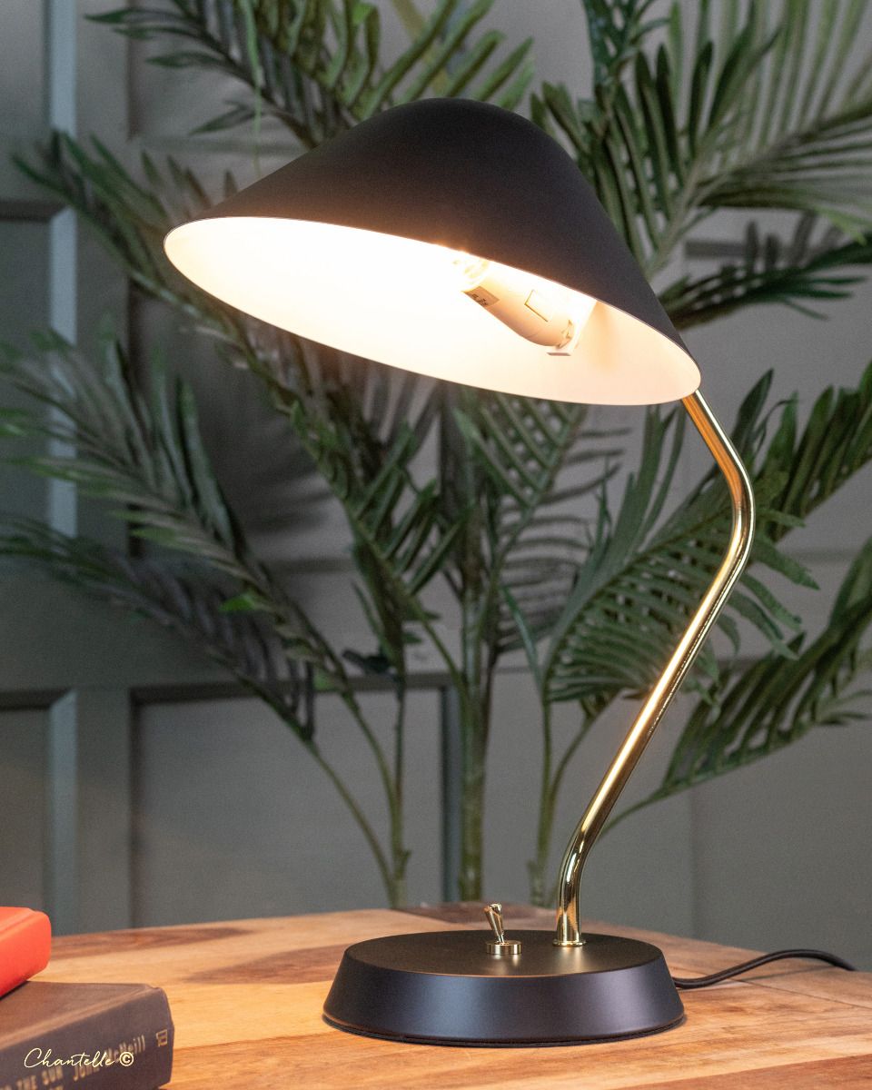 Polished Brass and Satin Black Task Table Lamp - 077194 - Chantelle ...