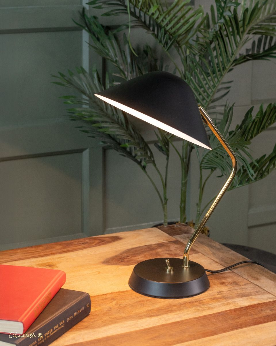 Polished Brass and Satin Black Task Table Lamp - 077194 - Chantelle ...